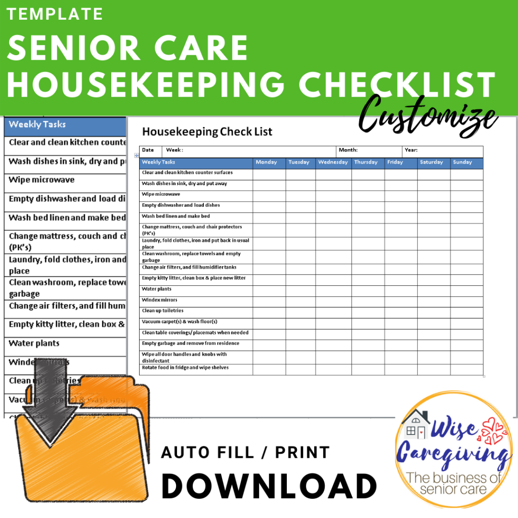 senior care housekeeping checklist - Wise Caregiving