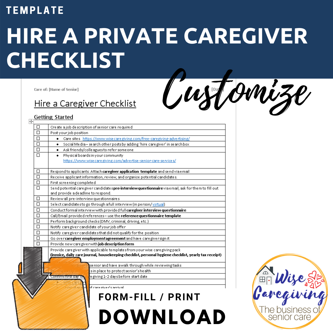 Hire a private caregiver checklist template-wise caregiving - Wise ...