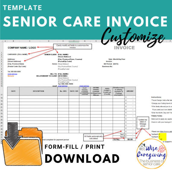 Senior care invoice template-wise caregiving - Wise Caregiving