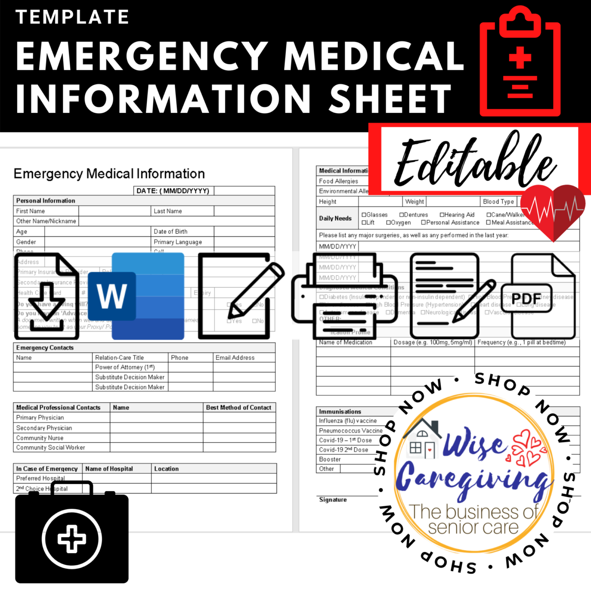 Emergency Medical Information Sheet template (2) - Wise Caregiving