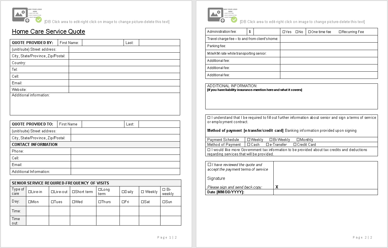 home care service quote-sample - Wise Caregiving