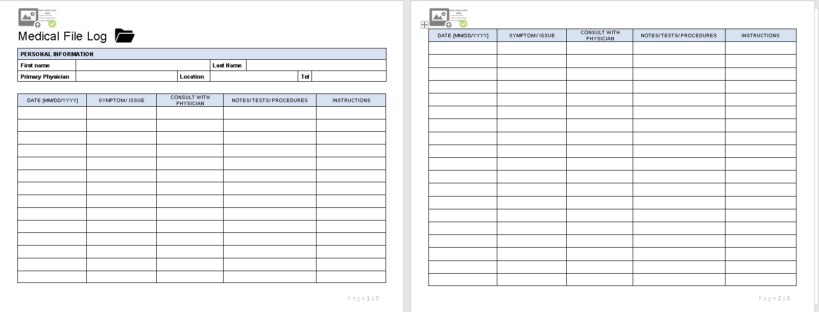 medical file log-sample - Wise Caregiving