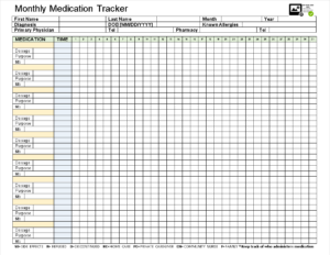 monthly medication tracker-sample - Wise Caregiving