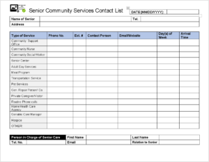 senior community services contact list-sample - Wise Caregiving