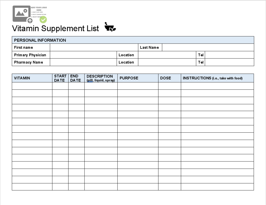 vitamin supplement list-sample - Wise Caregiving