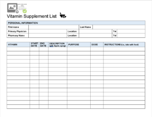 vitamin supplement list-sample - Wise Caregiving