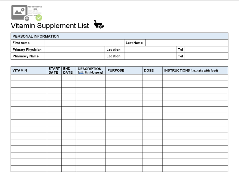 vitamin supplement list-sample - Wise Caregiving