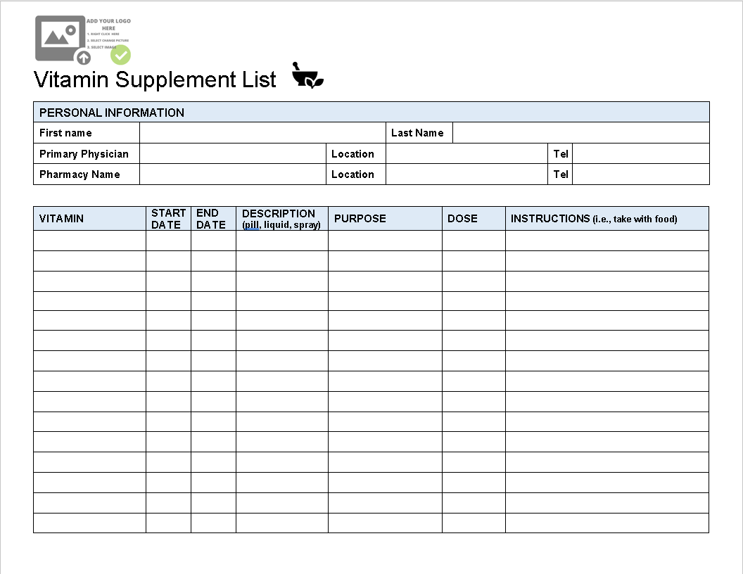 vitamin supplement list-sample - Wise Caregiving