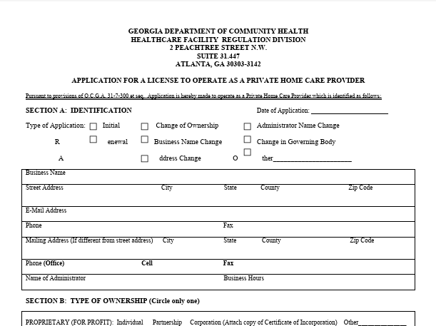 Private Home Care Provider in GA application - Wise Caregiving