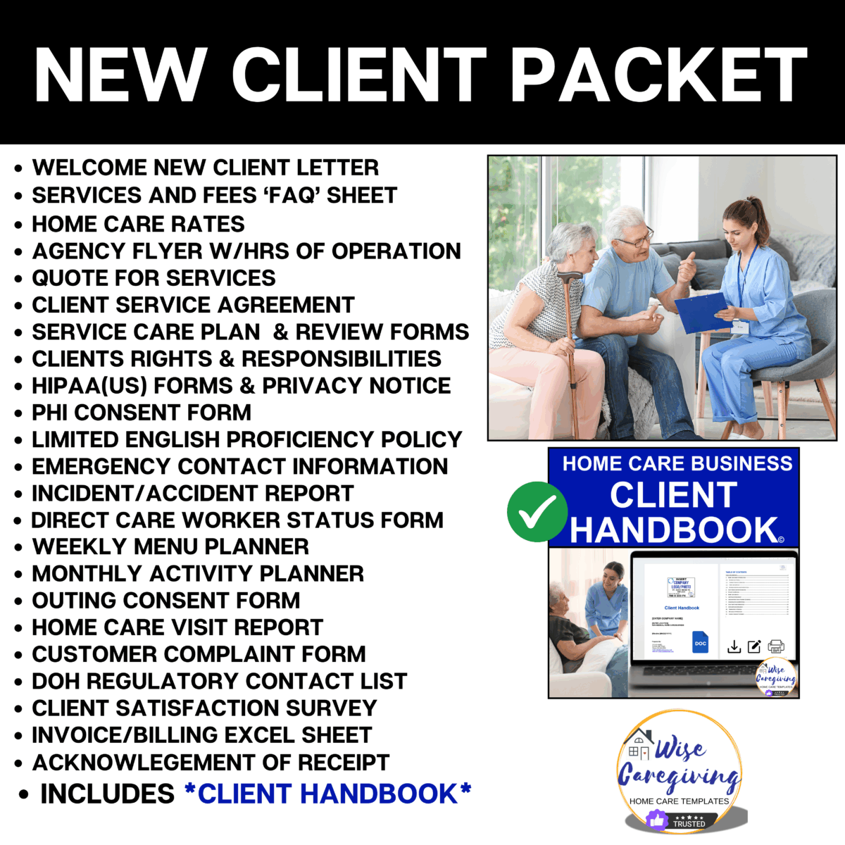 Home Care New Client Packet Templates-non medical services-Wise ...